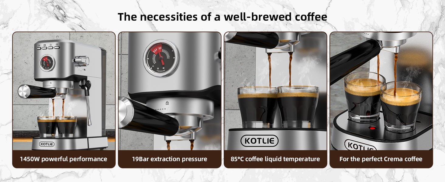 KOTLIE 308A Espresso Machine that makes milk froth,Single-Serve Coffee