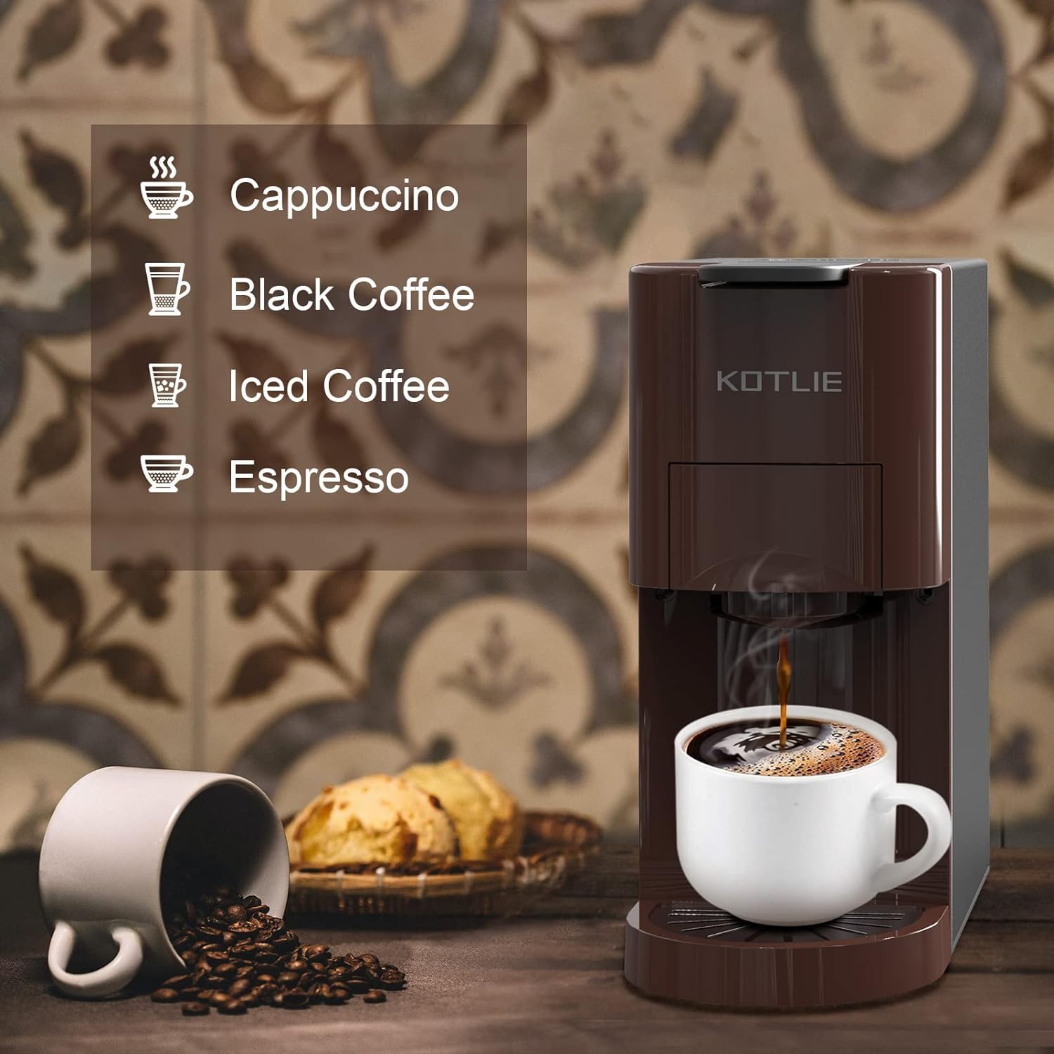 KOTLIE 513K Espresso 4in1 Coffee Machine for Nespresso Original/K-Cup/