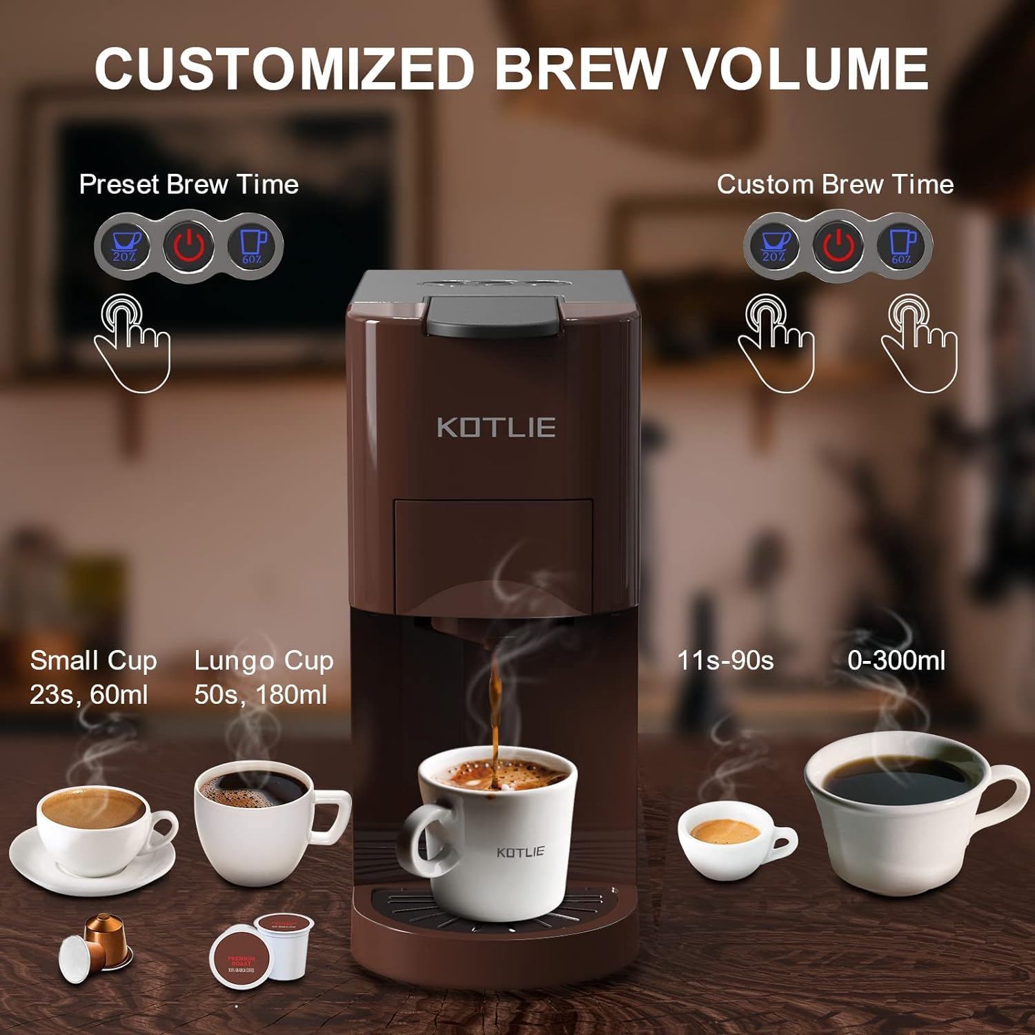 KOTLIE 513K Espresso 4in1 Coffee Machine for Nespresso Original/K-Cup/